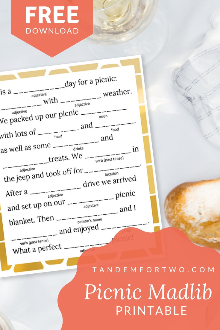 Freebie: Picnic Madlib Printable – Tandem For Two, LLC
