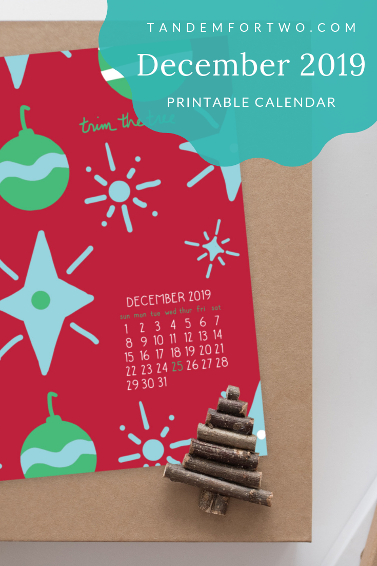 Freebie: December 2019 Calendar – Tandem For Two, LLC