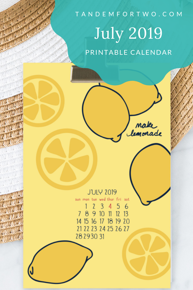 Freebie: July 2019 Calendar – Tandem For Two