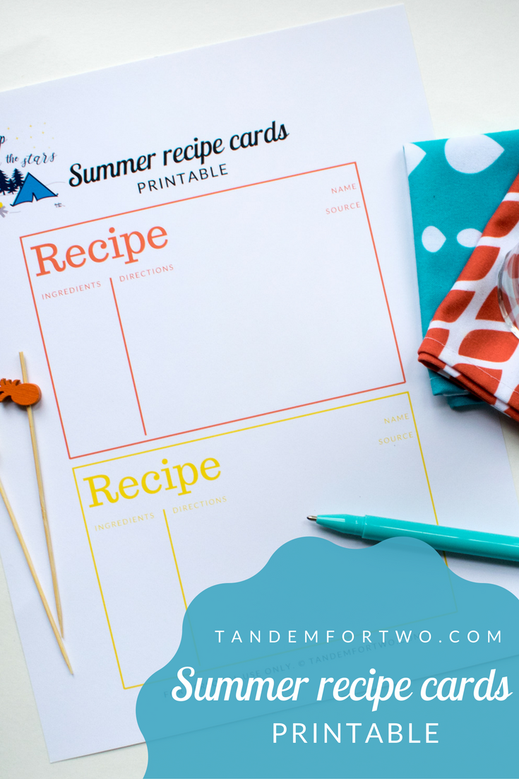 Freebie: Summer Recipe Cards Printable – Tandem For Two