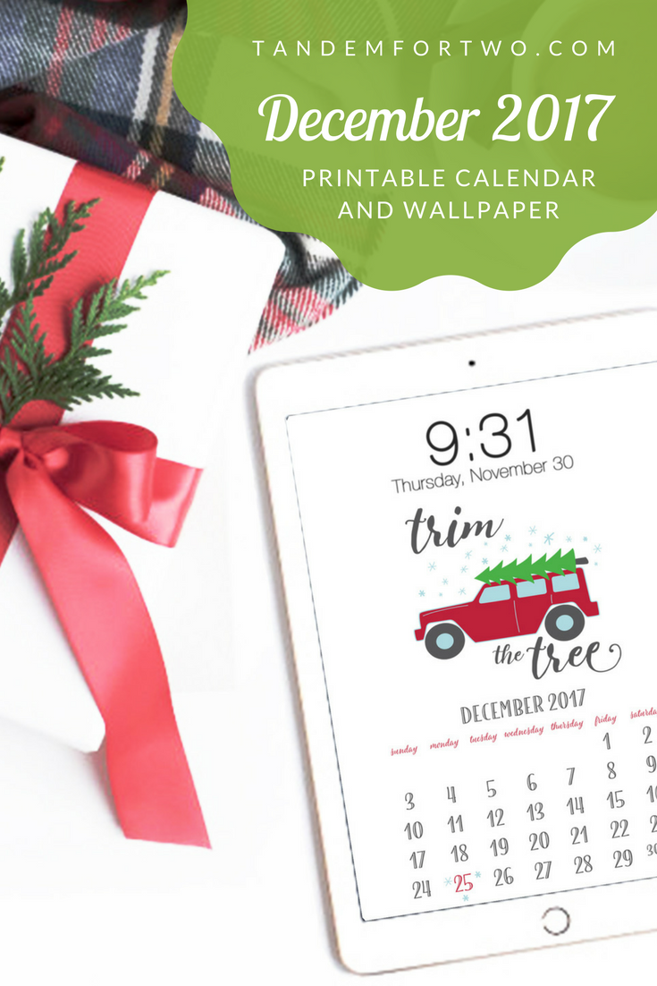 Freebie: December 2017 Calendar – Tandem For Two