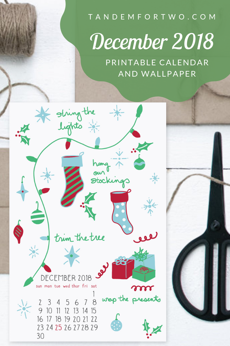 Freebie: December 2018 Calendar – Tandem For Two