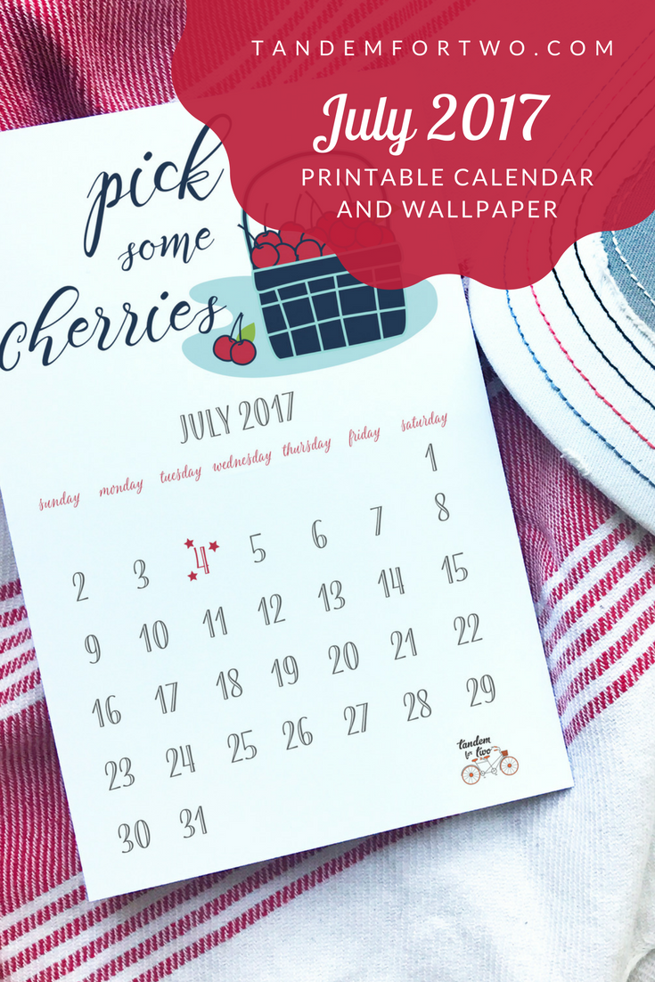 Freebie: July 2017 Calendar – Tandem For Two