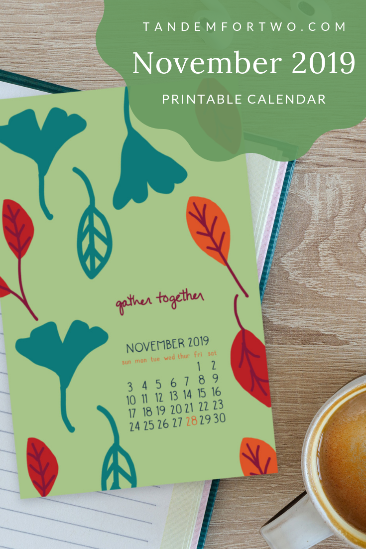 Freebie: November 2019 Calendar – Tandem For Two