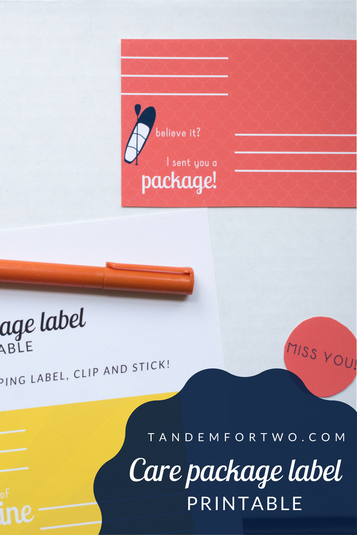 Freebie: Care Package Label Printable – Tandem For Two, LLC