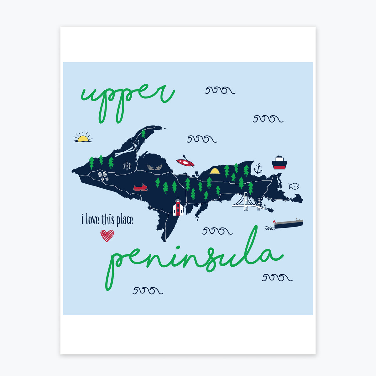 Art Print - Michigan Upper Peninsula Icons – Tandem For Two, LLC